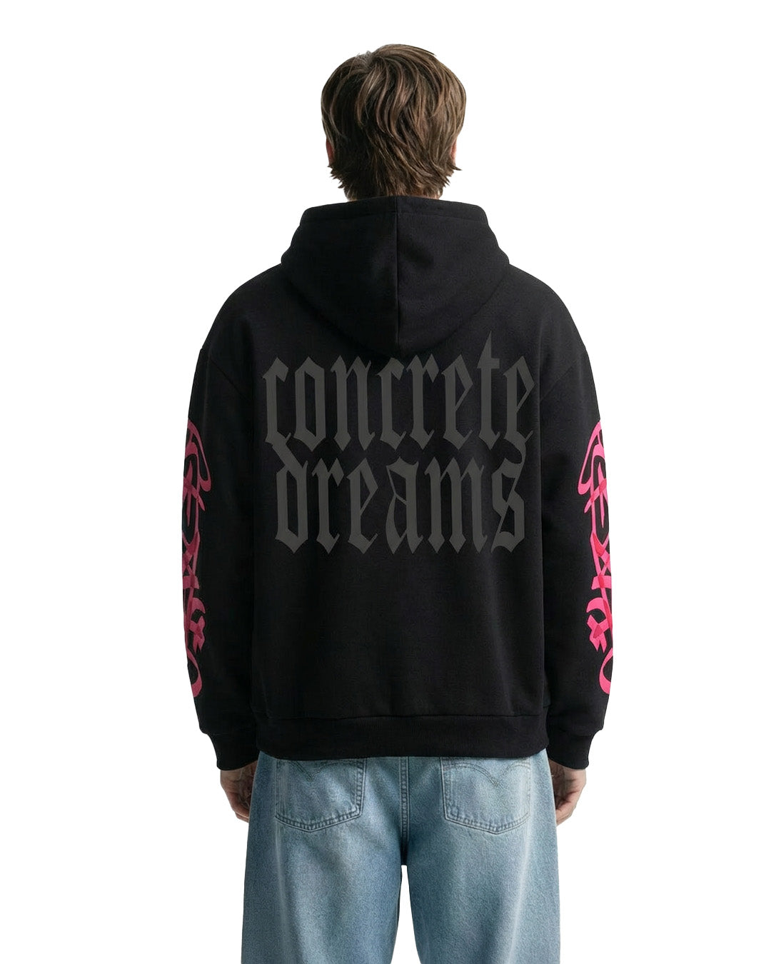 CONCRETE DREAMS BLACK ZIPPER HOODIE – WHAT THE FLEX