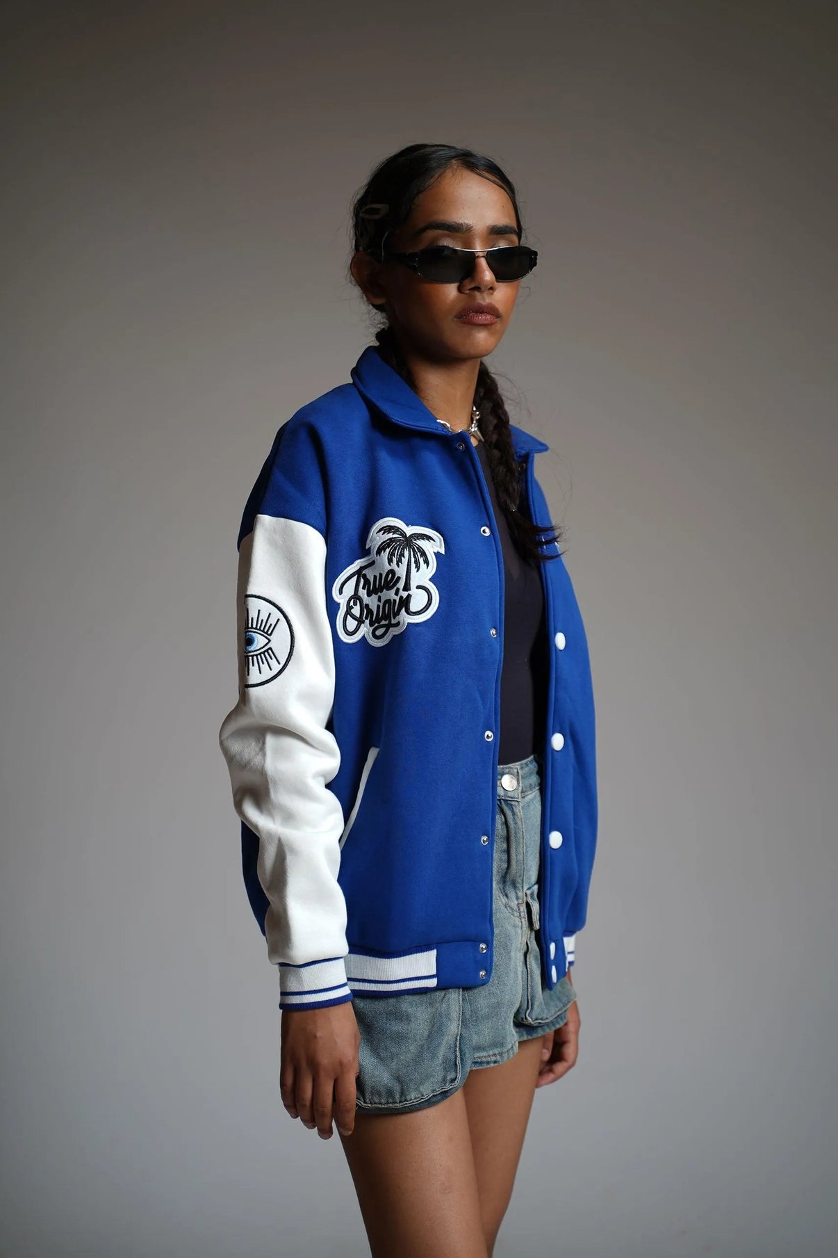 Run or Burn Blue Varsity Jacket – WHAT THE FLEX