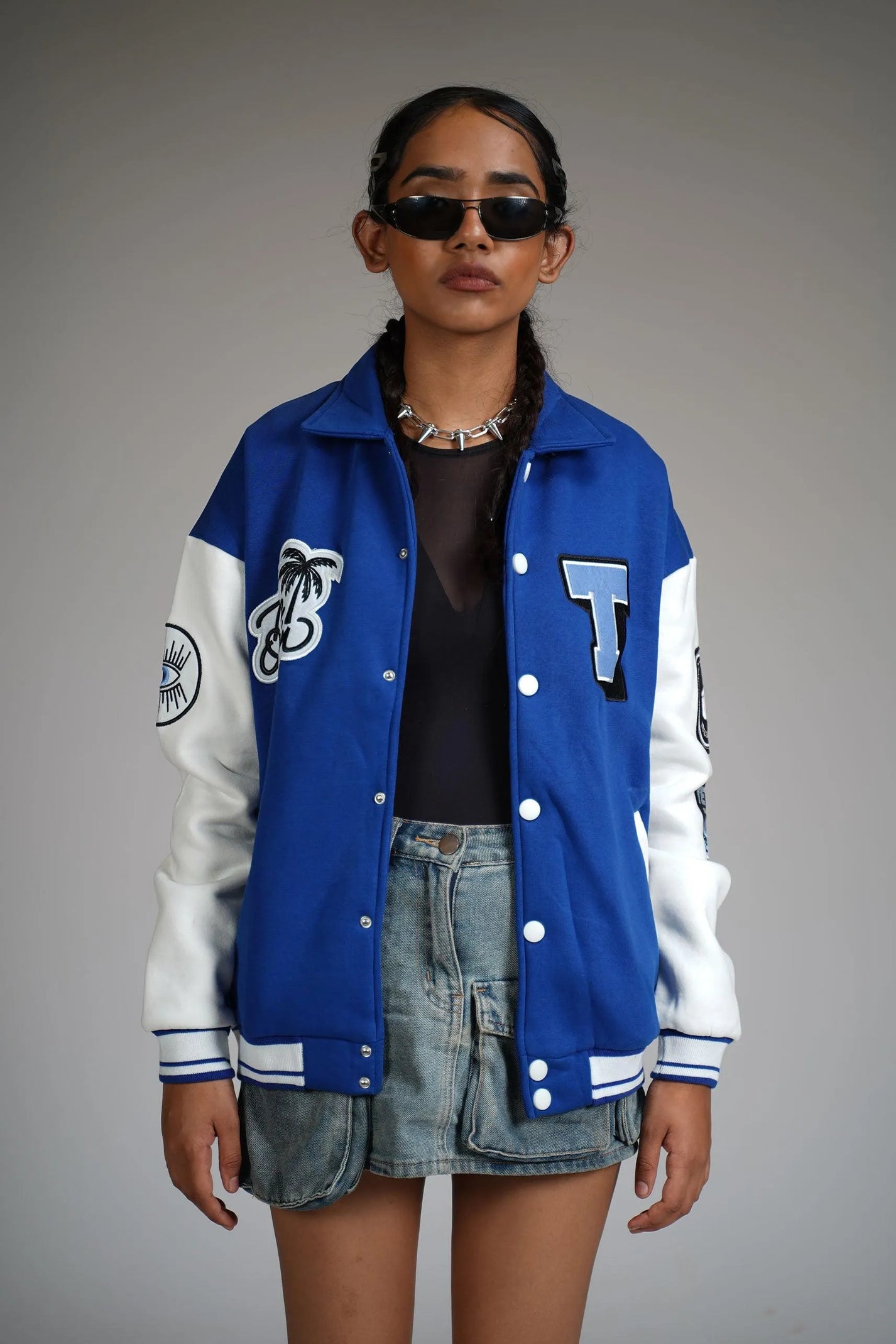 Run or Burn Blue Varsity Jacket – WHAT THE FLEX