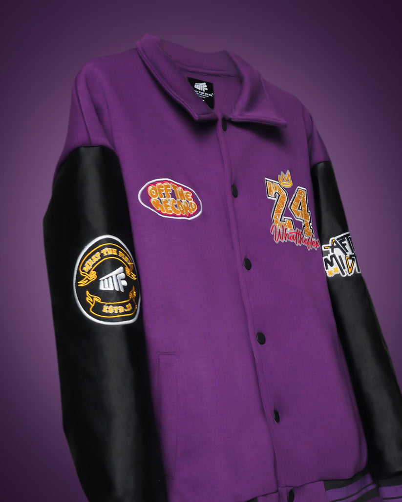 Take the Shot Purple Varsity Jacket – WHAT THE FLEX